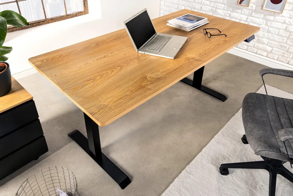 Výškově nastavitelný kancelářský stůl Office z MDF dubový vzhled 160cm