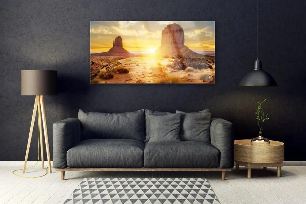 akrylový obraz Poušť Slunce Krajina 120x60 cm
