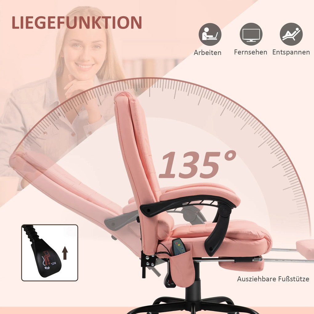 Kancelářská židle Vinsetto se 7bodovou masáží, ergonomická kancelářská židle s funkcí polohování, výškově nastavitelná manažerská židle s dálkovým ov…