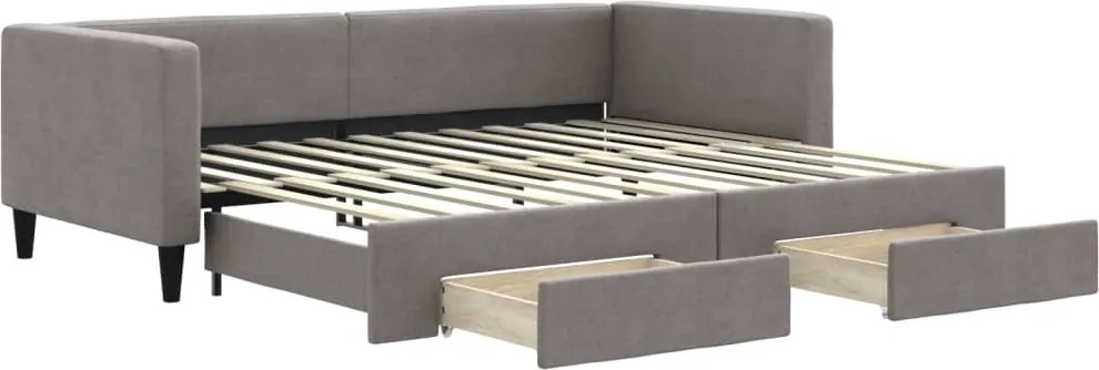 Válenda s přistýlkou a zásuvkami taupe 90 x 200 cm textil 3196617