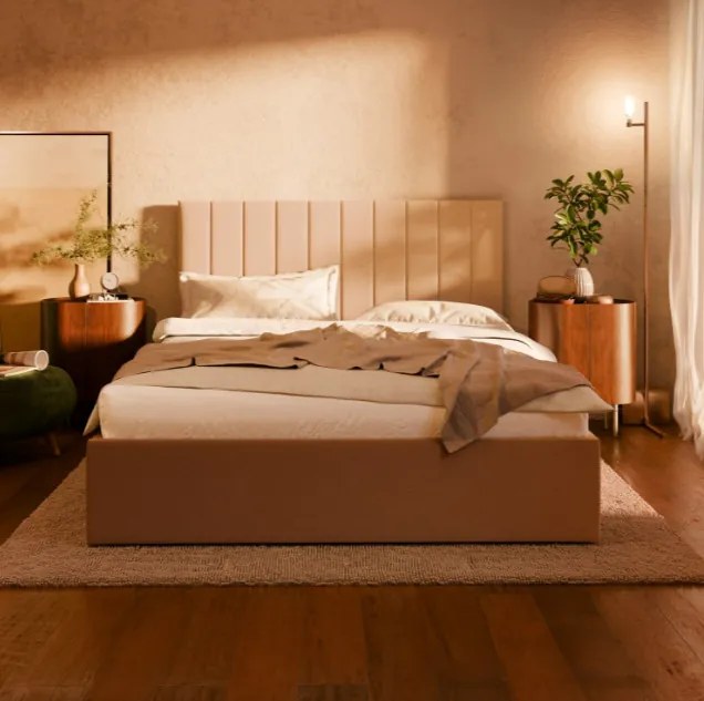 Manželská postel POLLA Velvet 160×200 cm hnědá