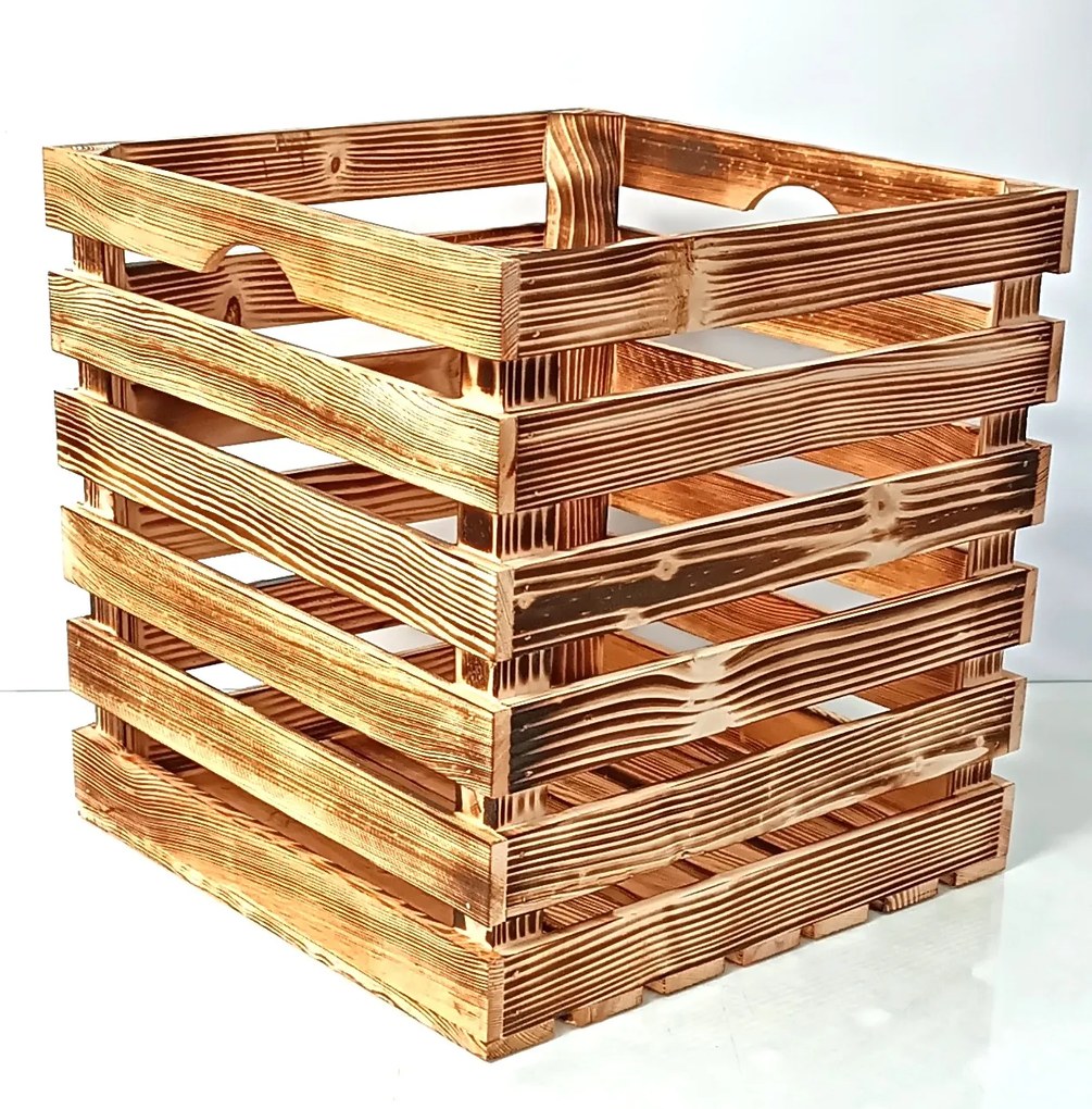 Dřevěná bedýnka 40x40x40 cm - opalovaná