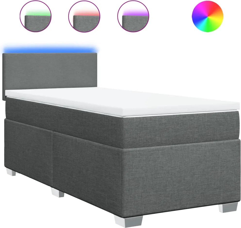 Box spring postel s matrací tmavě šedá 90x200 cm textil 3288065