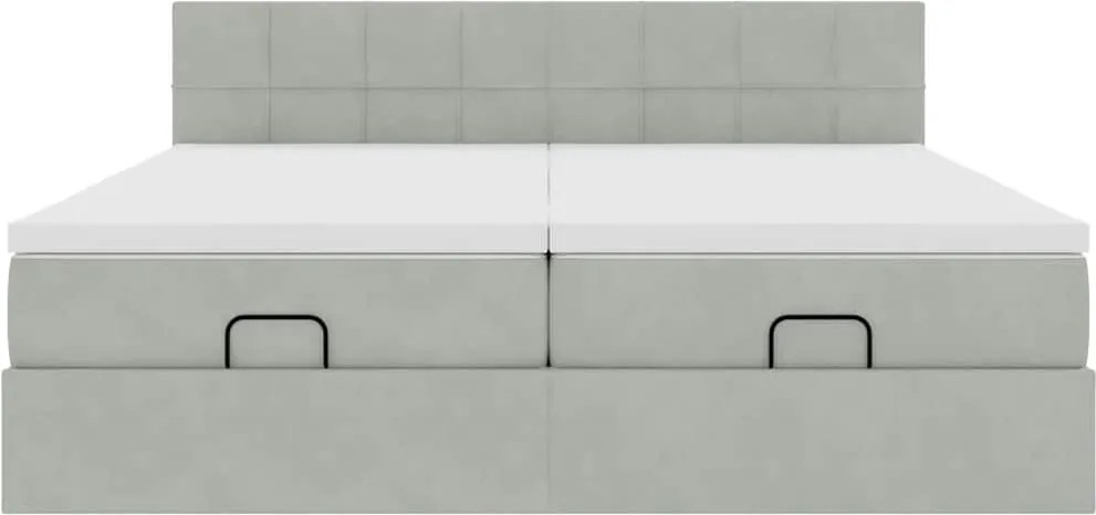 Osmanský rám postele s matracíes světle šedá 180x200cm samet 3312074