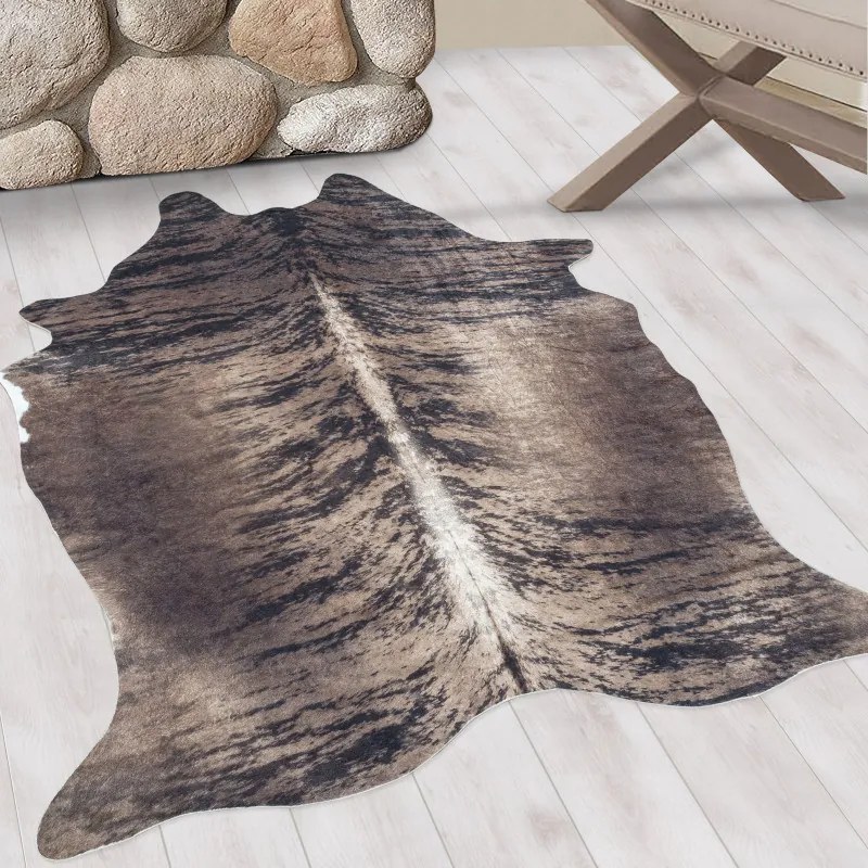Ayyildiz, Kusový koberec Etosha 4115 brown (tvar kožešiny), 100x135 tvar kožešiny, hnědá, chodba / předsíň