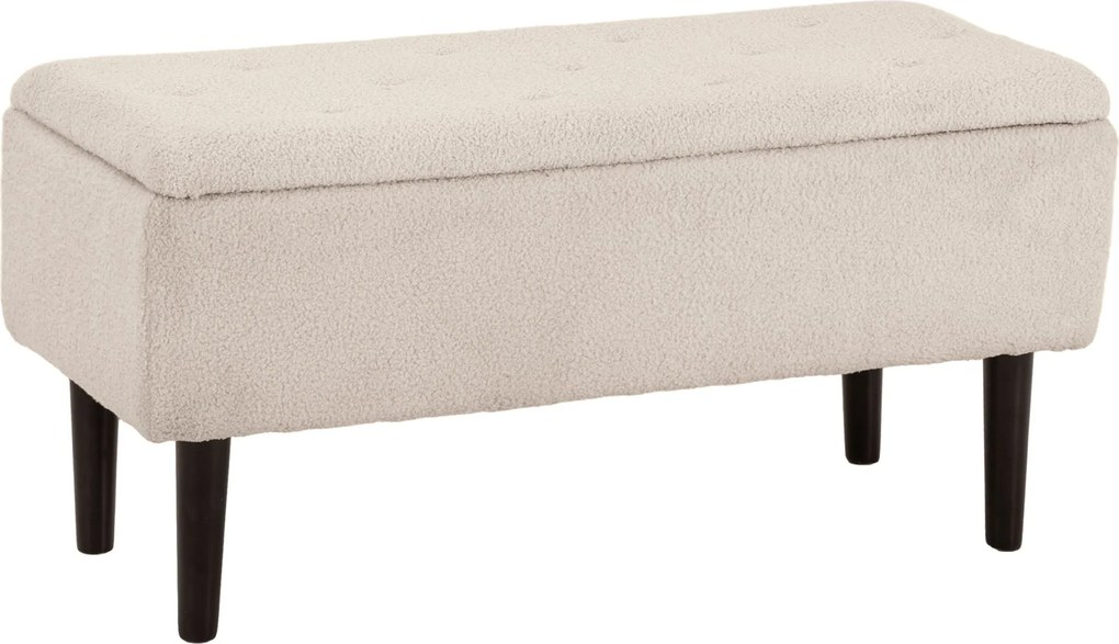 HOMCOM úložná lavice do ložnice s kapacitou 47 l, odklápěcí víko a dřevěné nohy, nosnost 120 kg, 95x38x45 cm, béžová | Aosom