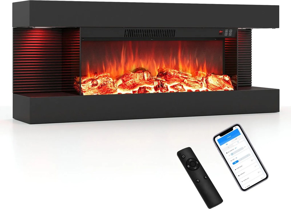 Costway Třístranný elektrický krb 102 cm s LED, černý