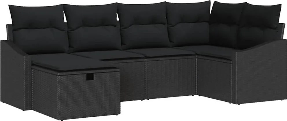 Set pohovek 6 ks Černá polyratan 3359282