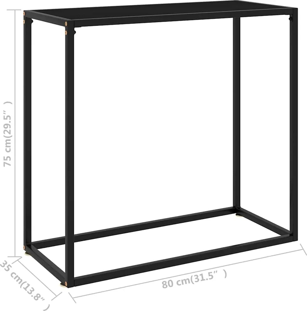 Konzolový stolek černý 80 x 35 x 75 cm tvrzené sklo 322808