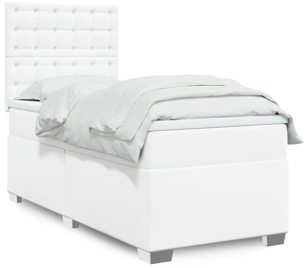 Box spring postel s matrací bílá 90x200 cm umělá kůže 3293005