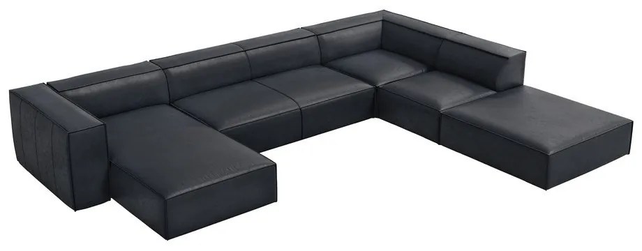 Tmavě modrá kožená rohová pohovka (pravý roh) Madame – Windsor & Co Sofas