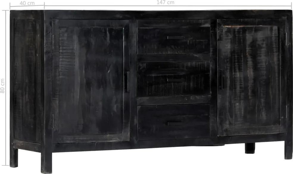 vidaXL Příborník černý 147 x 40 x 80 cm masivní mangovníkové dřevo [247988]