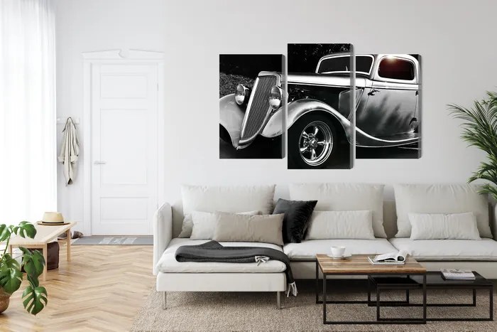 Vícedílný obraz Hot Rod Auto Ve Vintage Stylu Nedostatek Nedostatek Plátno Canvas 60x40