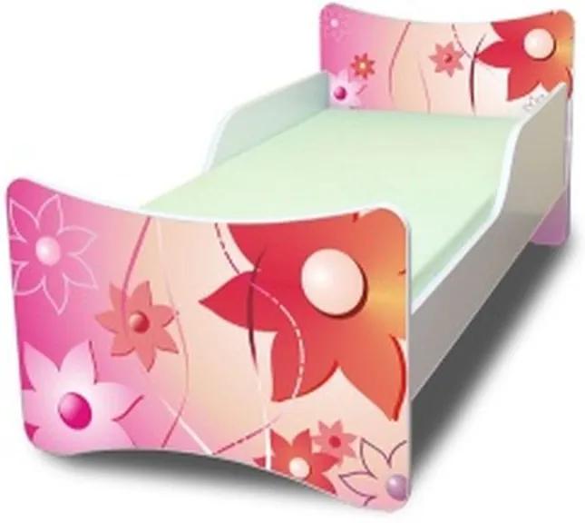 MAXMAX Dětská postel 140x70 cm - KYTIČKY