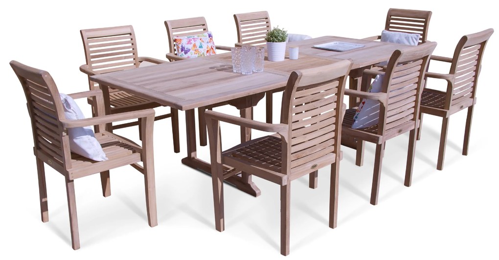 Nábytek Texim Faisal I. hranatý zahradní nábytek teak set 1+8