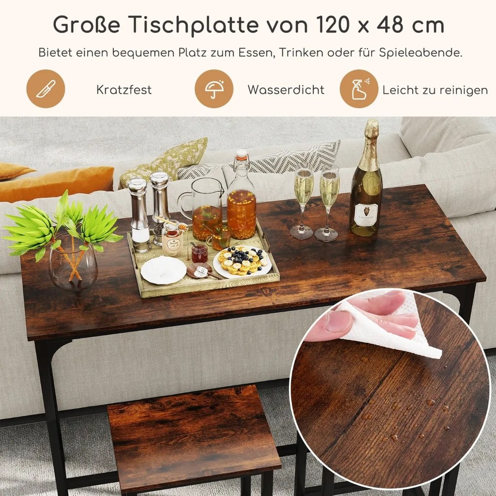 Costway 3 PCS. Jídelní stůl set s barovým stolem a amp; 2 taburety průmyslový
