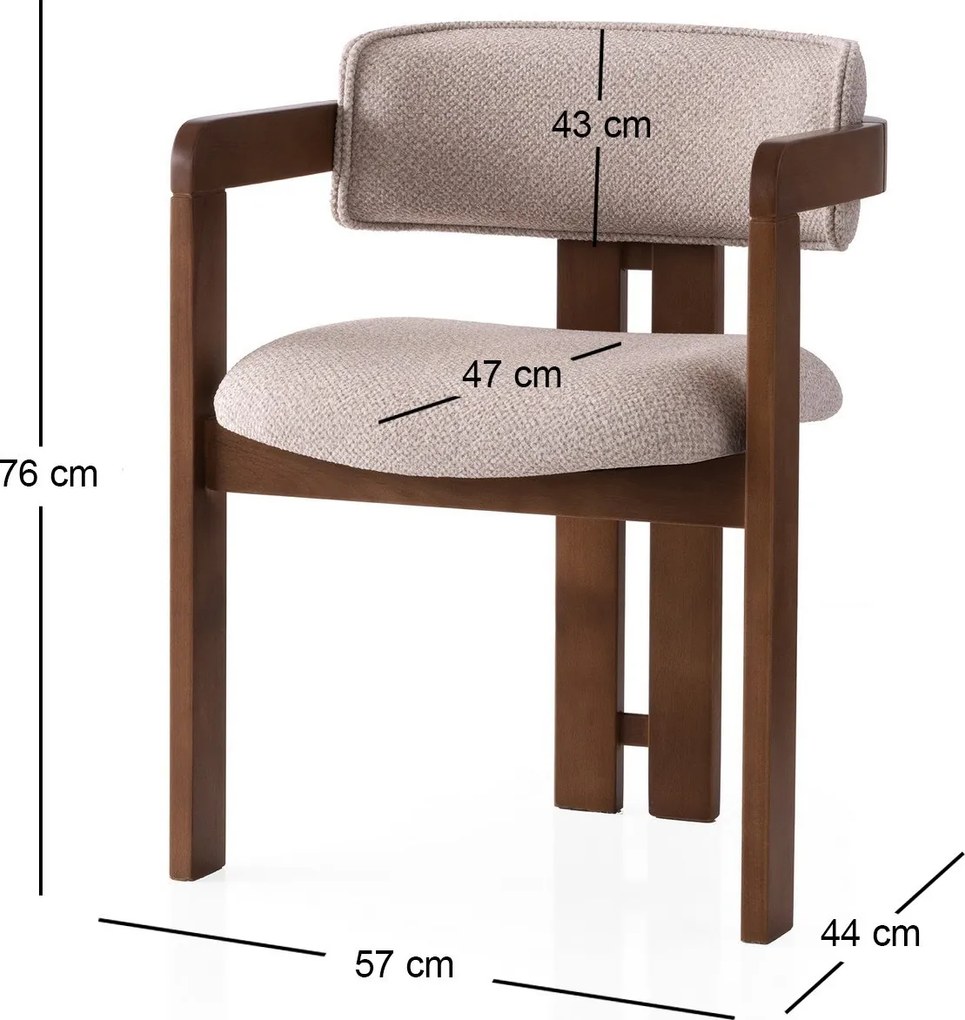 Čalouněná jídelní židle CO z masivu krémová/ořech