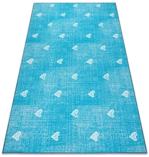 Dětský kusový koberec HEARTS Srdíčka Modrý Rozměr: 100x150 cm