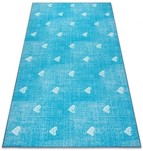 Dětský kusový koberec HEARTS Srdíčka Modrý Rozměr: 150x300 cm
