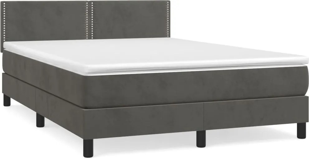 Box spring postel s matrací tmavě šedý 140 x 190 cm samet 3141240