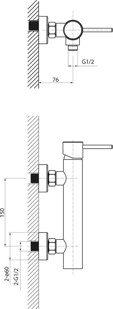 Sapho Iconic sprchová baterie nástěnná 150 mm chrom AF011
