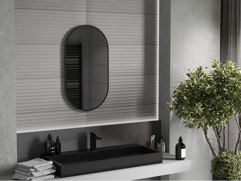 Mexen Loft oválné koupelnové zrcadlo 80 x 45 cm, černý rám - 9851-080-045-000-70