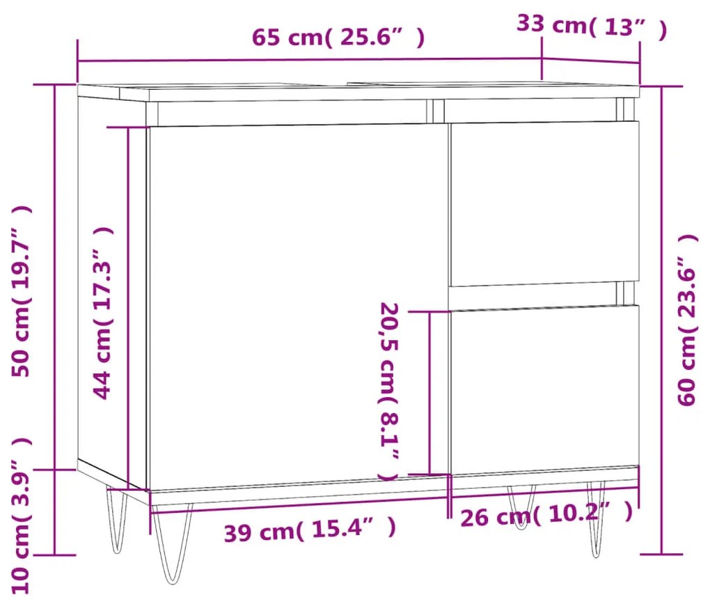 Koupelnová skříňka šedá sonoma 65 x 33 x 60 cm kompozitní dřevo