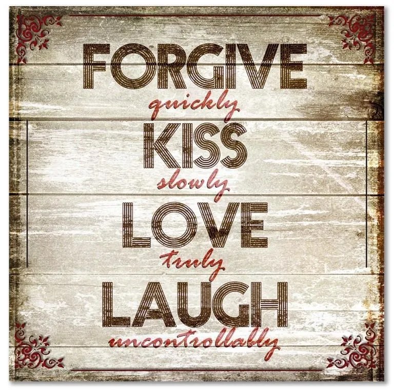 CARO Obraz na plátně - Forgive Kiss Love Laugh 40x40 cm
