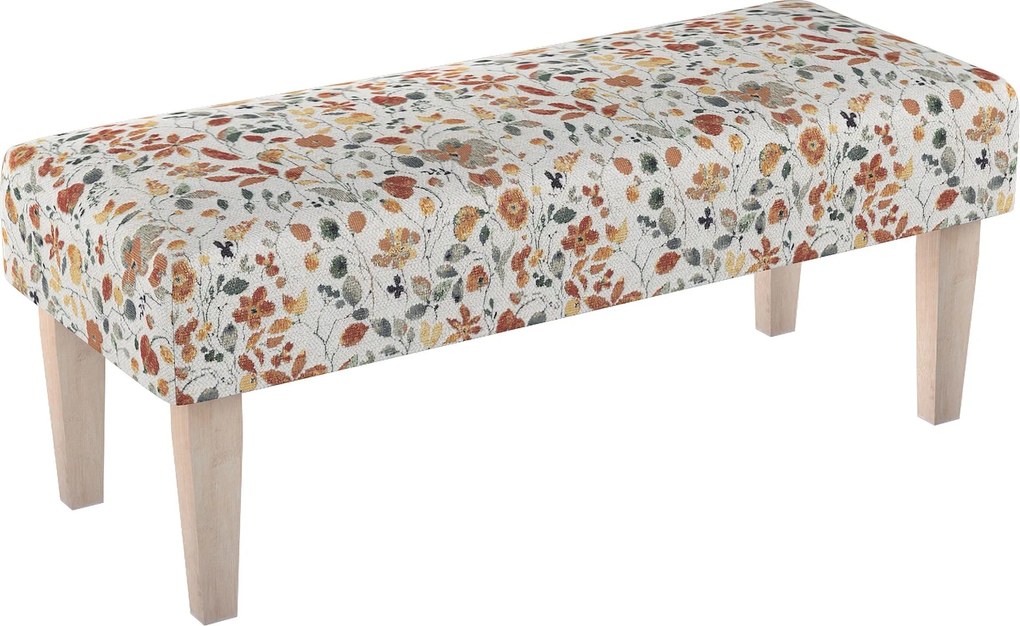 Dlouhá lavička 100x40cm barva oranžová látka pletený vzor, vzorované