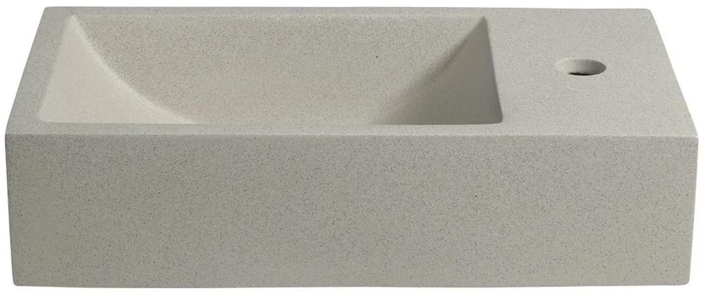 Sapho CREST R AR413 betonové umyvadlo včetně výpusti 40 x 22 cm bílý pískovec