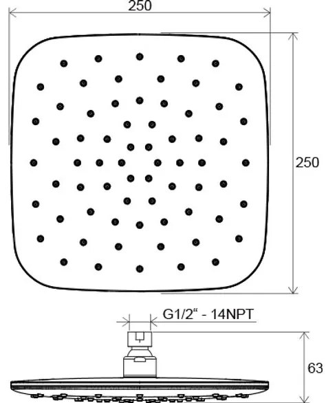 Ravak Hlavová sprcha čtverec, 25x25 cm, bílá/chrom X07P347 983.10