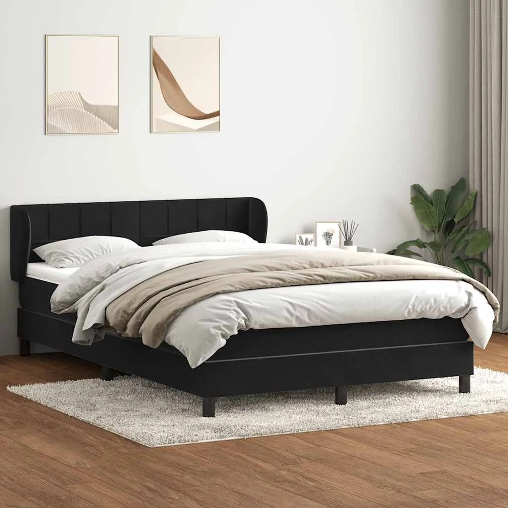 Box spring postel s matrací černá 160x210 cm samet 3317531