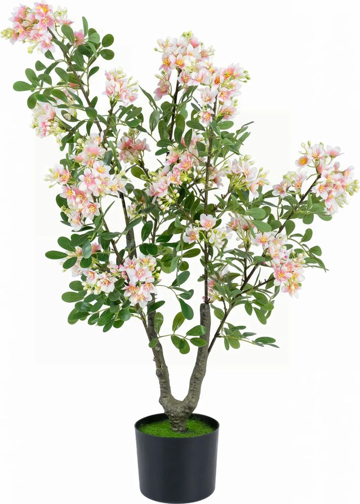 Costway Umělý strom Impatiens 90 cm umělá rostlina v květináči s 210 hedvábnými