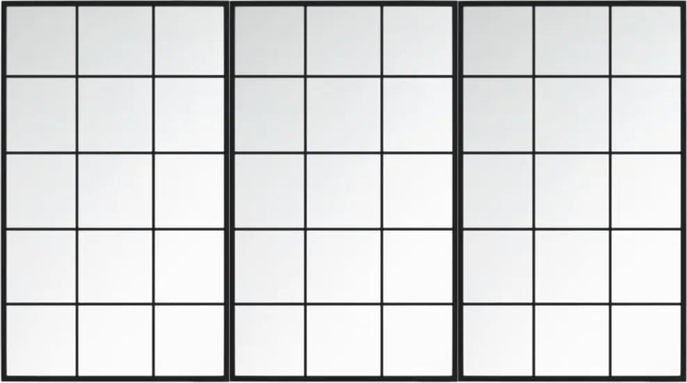 Nástěnná zrcadla 3 ks černá 100 x 60 cm kov 3189036