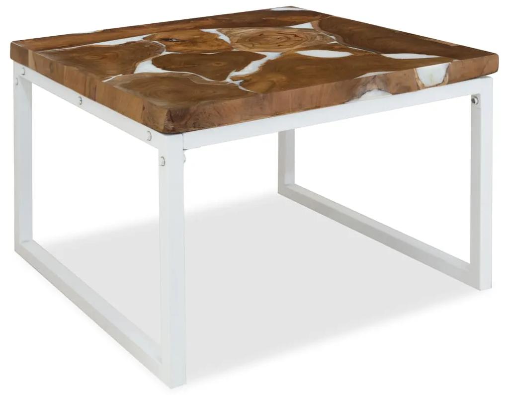Konferenční stolek, teak a pryskyřice, 60x60x40 cm - Default Title