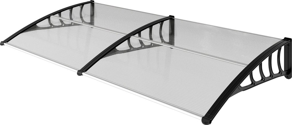 Zastřešení Outsunny 200x96x27 cm pro vnější dveře a okna na ochranu proti slunci a dešti s průhlednou podporou z polykarbonátu