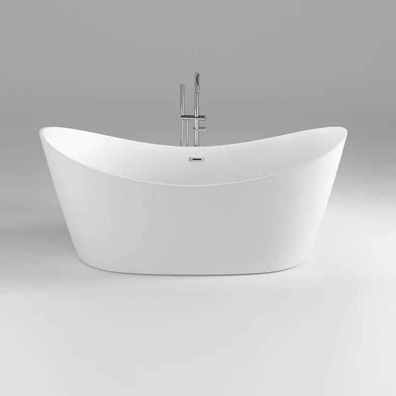 BPS-koupelny Volně stojící akrylátová vana HYD-RIC513B 160x75 bílá, odtokový komplet chrom
