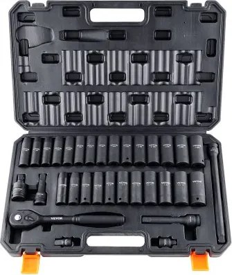 12,7 mm sada rázových nástavců, 33dílná sada nástavců SAE 1–2,5 cm