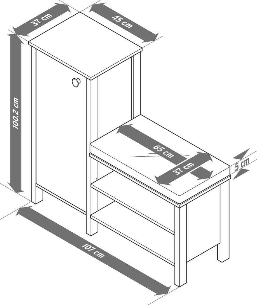 Tchibo - Lavice s botníkem - barva: bílá