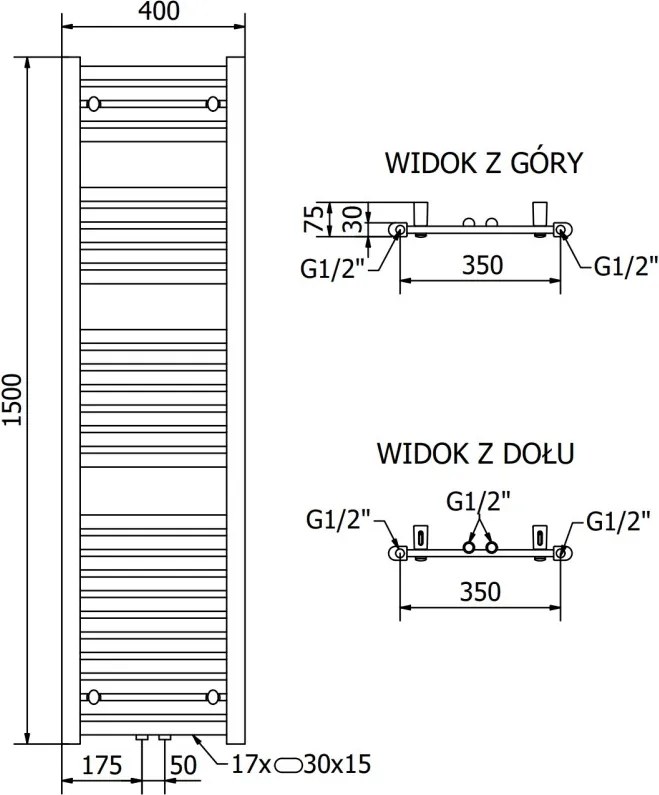 Mexen Hades elektrický radiátor 1500 x 400 mm, 600 W, černý - W104-1500-400-2600-70