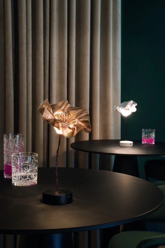SLAMP LAFT000VLV000BT000EU Lafleur Velvet battery, stolní designová lampička na baterii, 1,3W LED 2700K, výška 26cm
