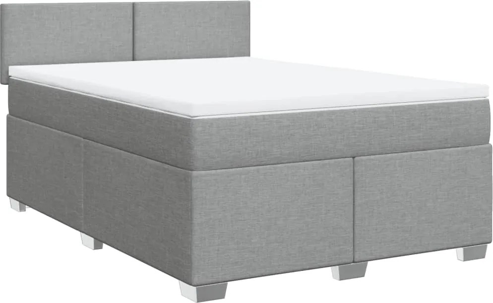 Box spring postel s matrací světle šedá 160 x 200 cm textil 3288232