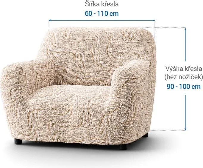 Bielastické potahy BRILLANTE béžové křeslo (š. 60 - 110 cm)