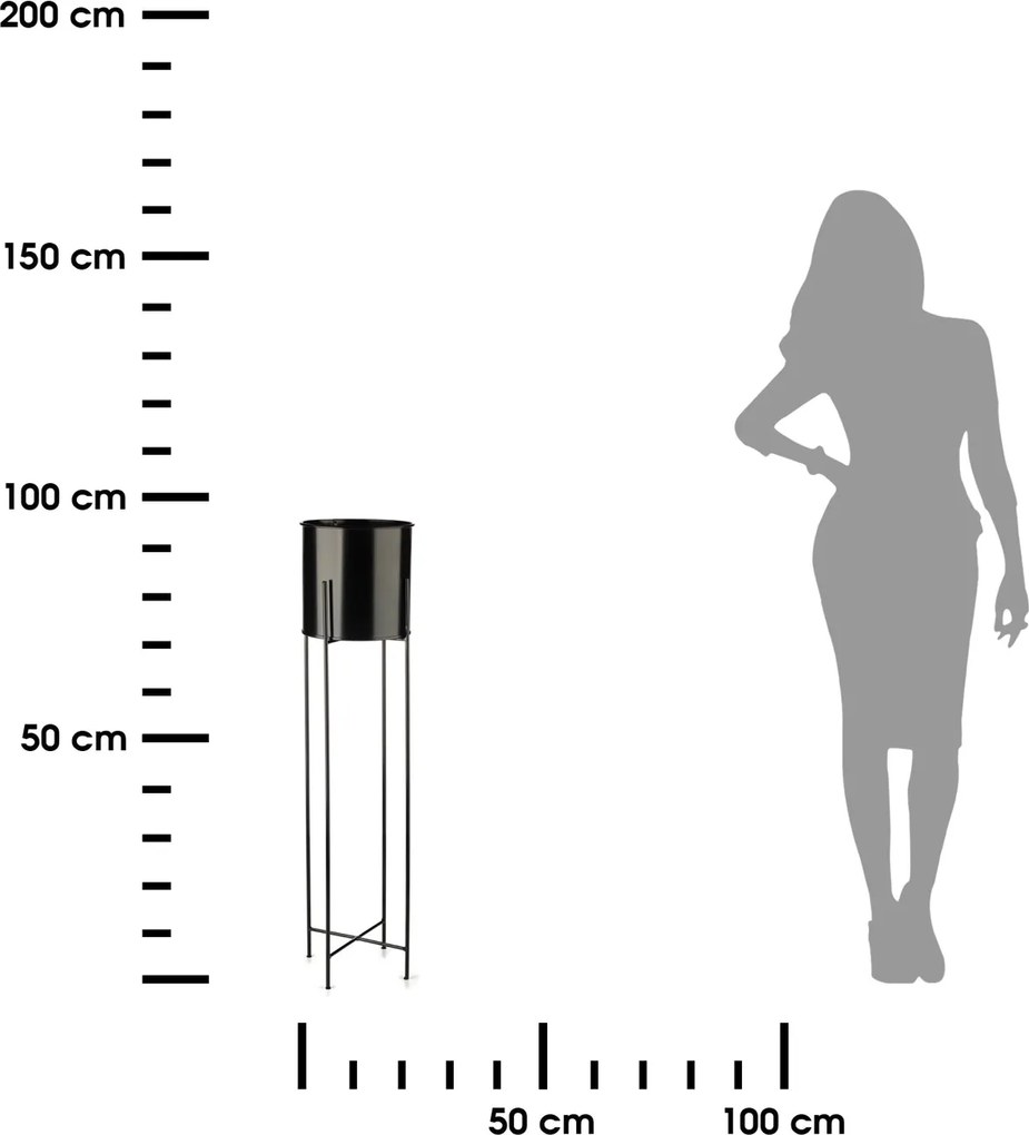 KOVOVÝ KVĚTINÁČ SE STOJÁNEM DARK 95X21 CM ČERNÁ