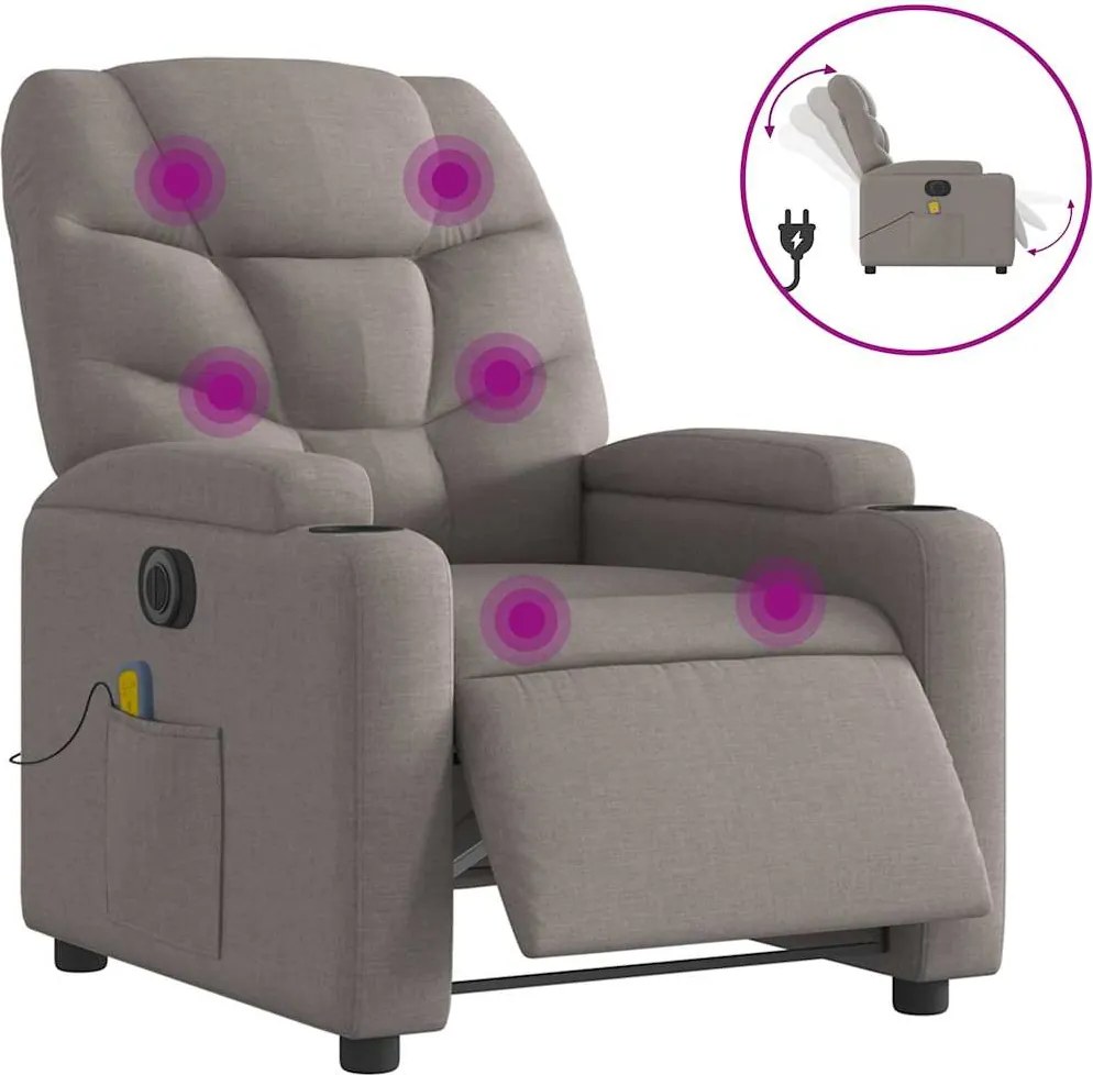 Elektrické masážní polohovací křeslo taupe textil 3204592