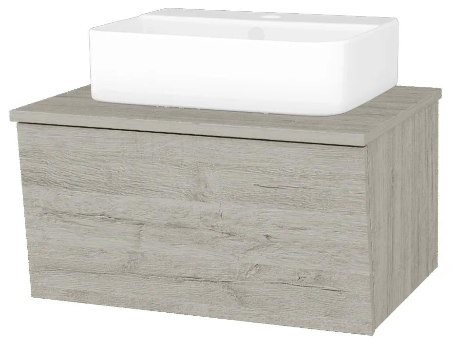 Dřevojas Koupelnová skříň INVENCE SZZ 65 (umyvadlo Joy 3) Varianta: L01 Bílá vysoký lesk / D01 Beton
