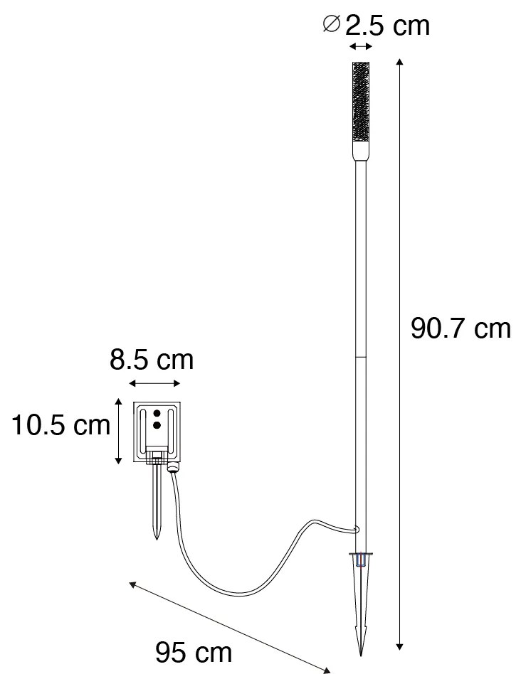 Venkovní stojací lampa černá včetně dobíjecího LED a solárního panelu - Barry