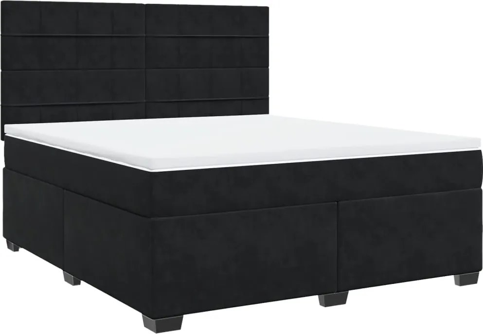 Box spring postel s matrací černá 180x200 cm samet 3290980
