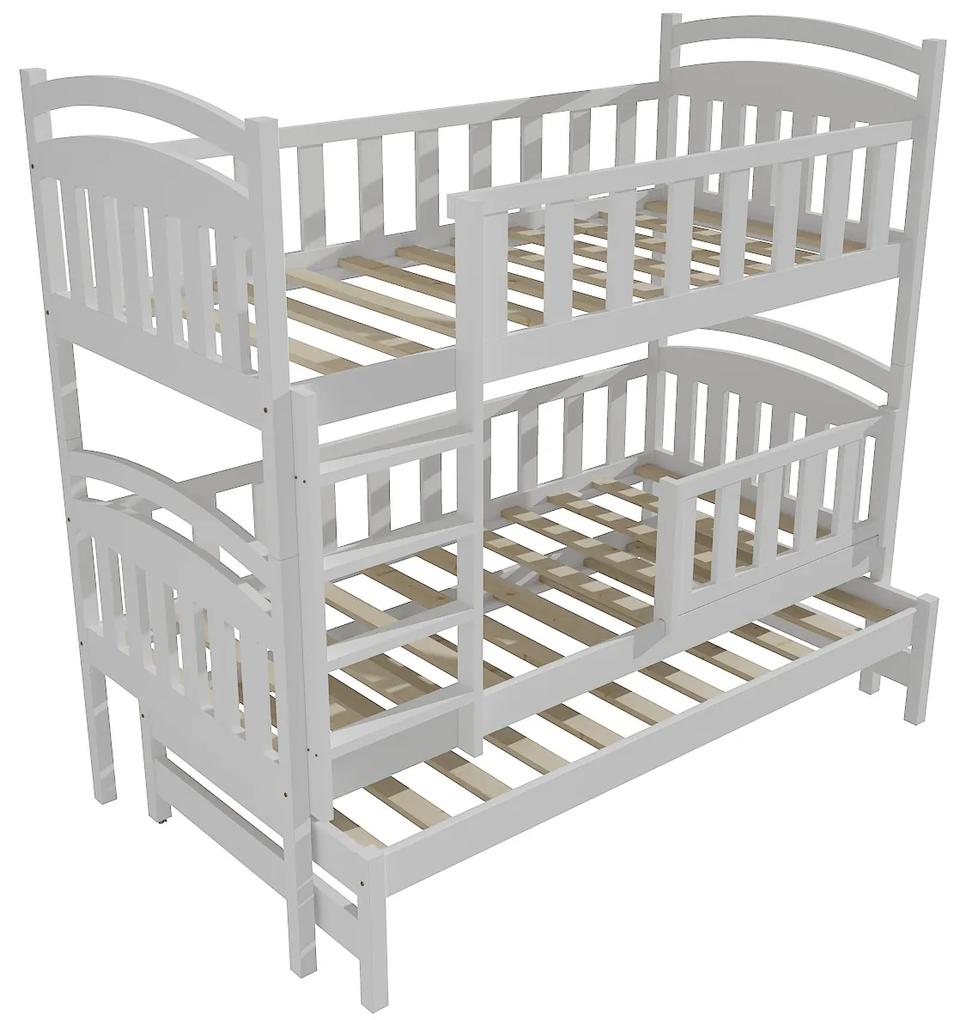 Vomaks Patrová postel s výsuvnou přistýlkou PPV 014 se zábranou Rozměr: 80 x 200 cm, Barva: barva šedá, Prostor mezi lůžky: 80 cm