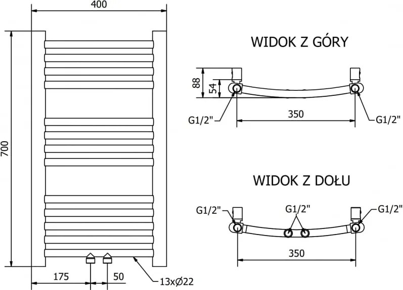 Mexen Ares, topné těleso 700x400 mm, 189 W, zlatá lesklá, W102-0700-400-00-50